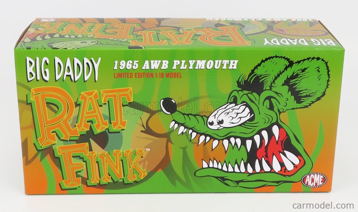 ACME-MODELS A1806508 Scale 1/18 | PLYMOUTH AWB BIG DADDY RAT FINK 1965 RED GREEN