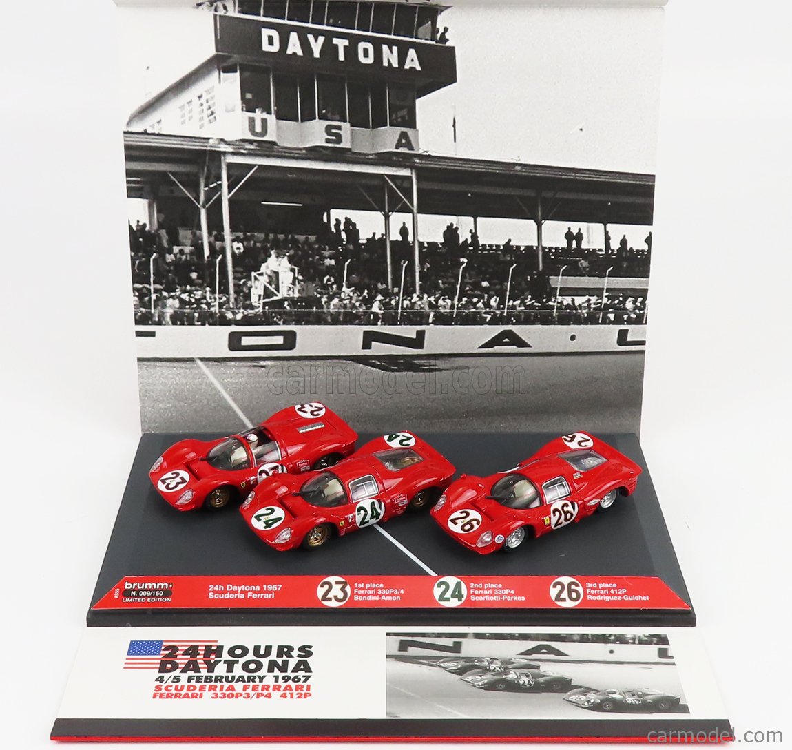 BRUMM AS55 Scale 1/43 | FERRARI DIORAMA 3X 24h DAYTONA 1967 - 330P3/4 N ...