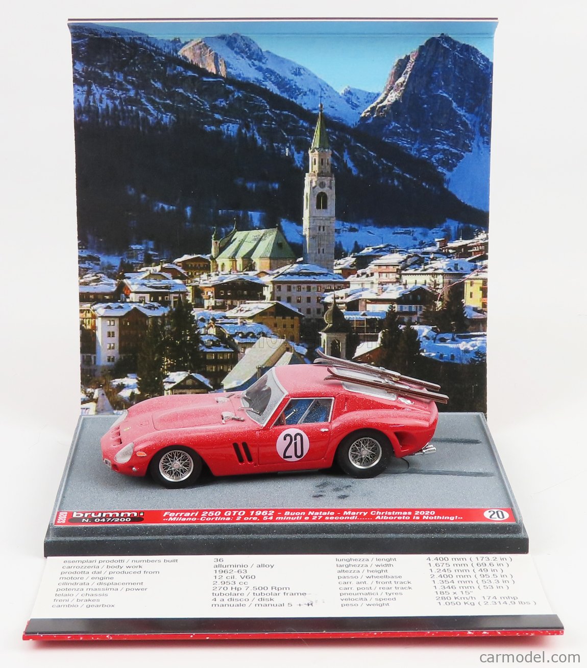 BRUMM PROM S20/20 Masstab: 1/43 | FERRARI 250 GTO COUPE 1962 WITH SKI ...