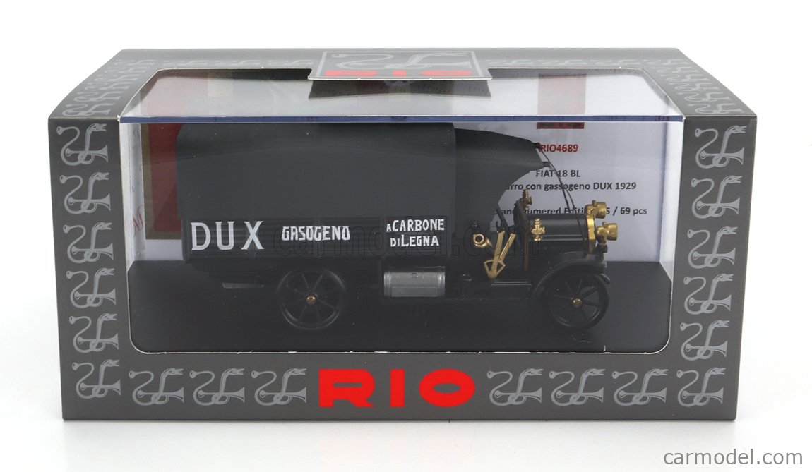 RIO-MODELS 4689 Scale 1/43 | FIAT 18BL TRUCK DUX GASOGENO 1929 BLACK