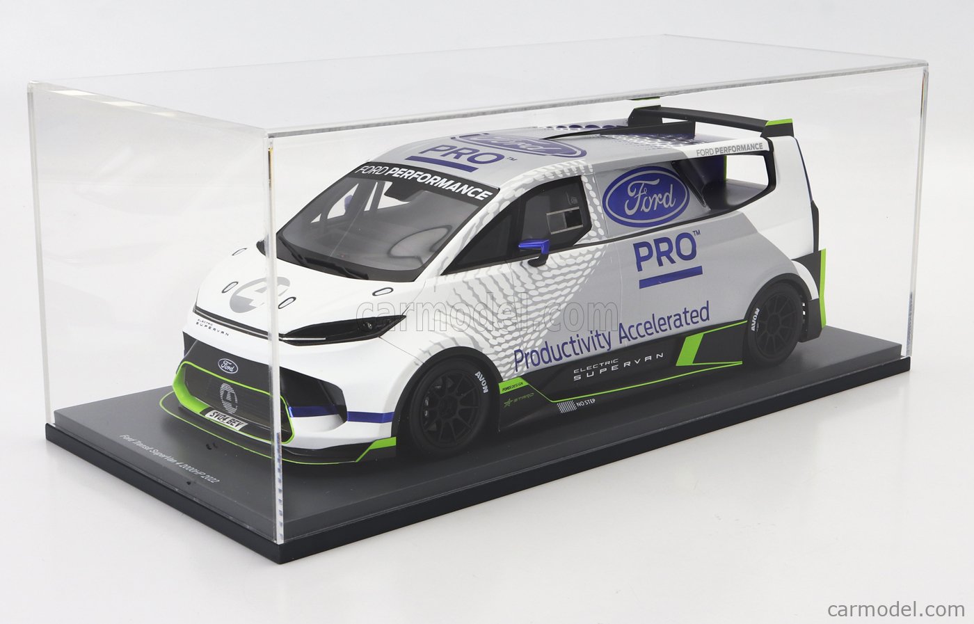 SCHUCO 450066300 Scale 1/18 | FORD ENGLAND TRANSIT SUPER VAN 4 2000hp 2022 WHITE BLUE