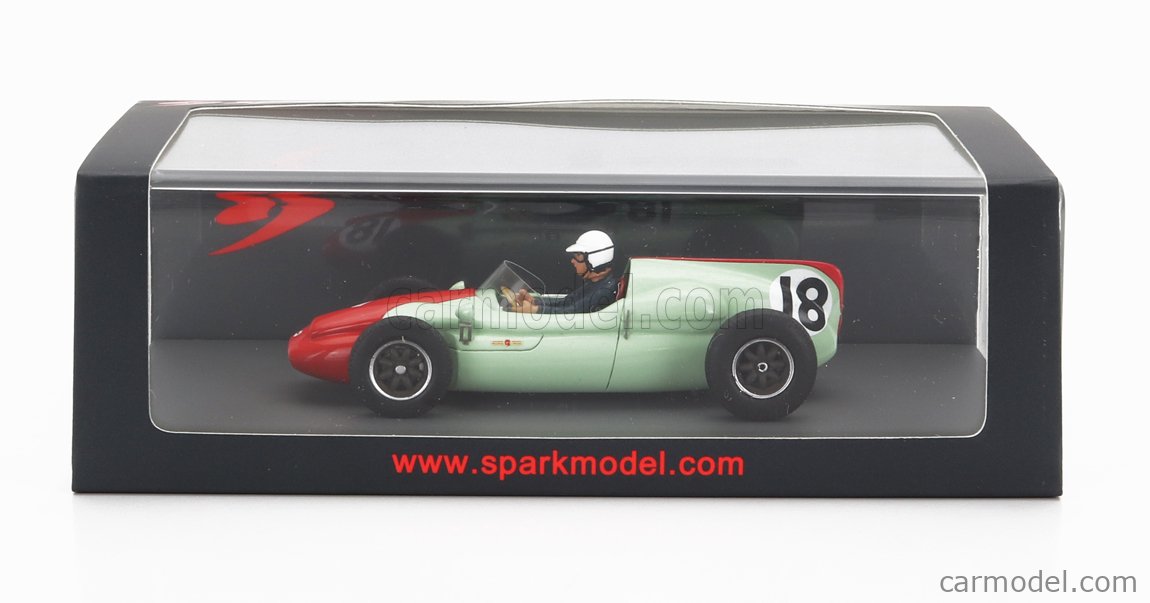 SPARK-MODEL S8047 Scale 1/43 | COOPER F1 T51 N 18 4th MONACO GP 1960 T.BROOKS GREEN RED