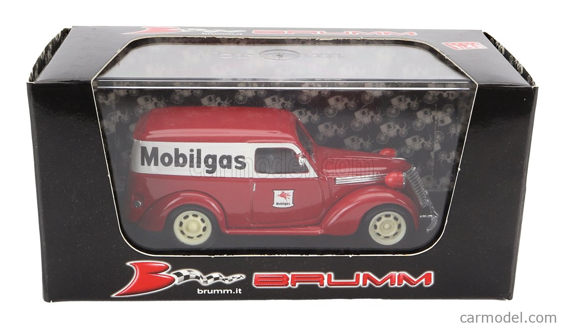 BRUMM R344 Escala 1/43 | FIAT 1100 E VAN MOBILGAS 1956 RED WHITE