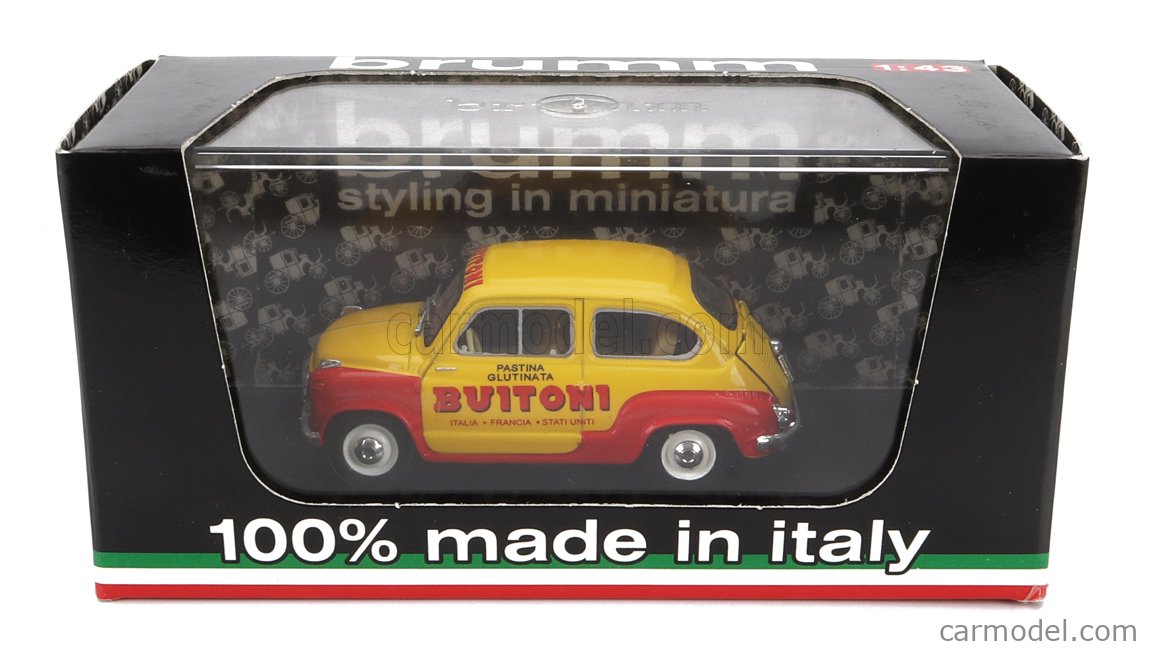 BRUMM R400 Masstab: 1/43 | FIAT 600 I SERIES PASTA BUITONI 1955 YELLOW RED