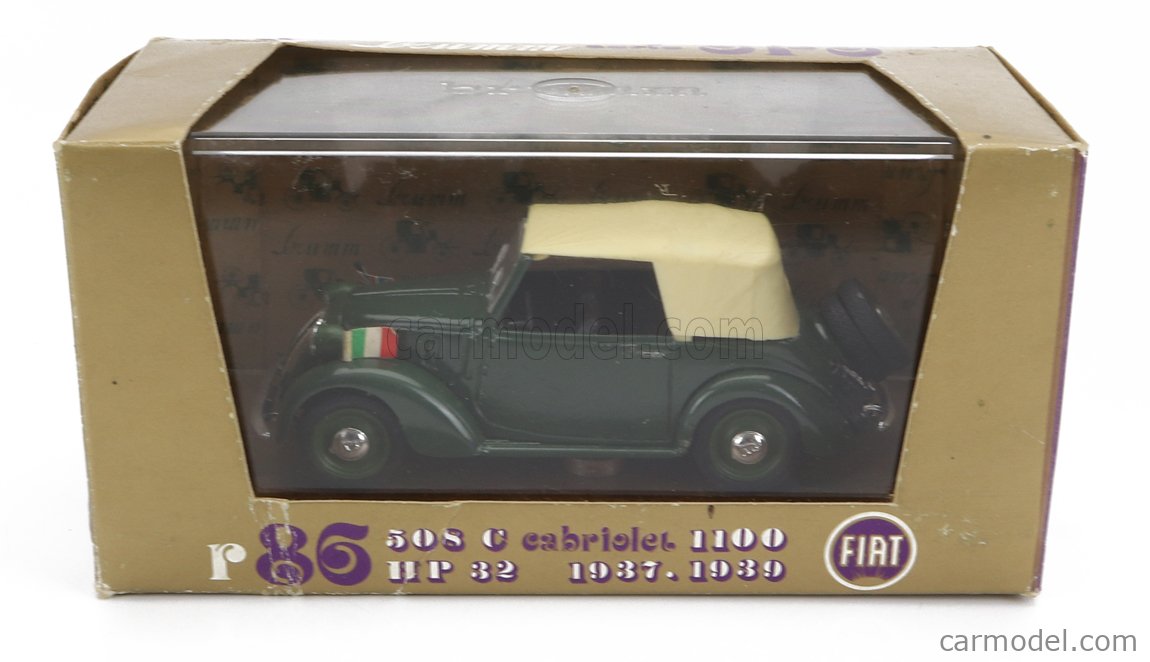 BRUMM R086-OLD Scale 1/43 | FIAT 508C 1100 CABRIOLET 1937 CD MILITARY GREEN