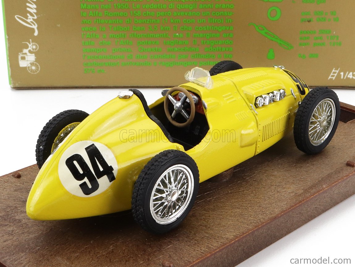 BRUMM R113-OLD Scale 1/43 | TALBOT F1 LAGO N 94 SEASON 1951 YELLOW