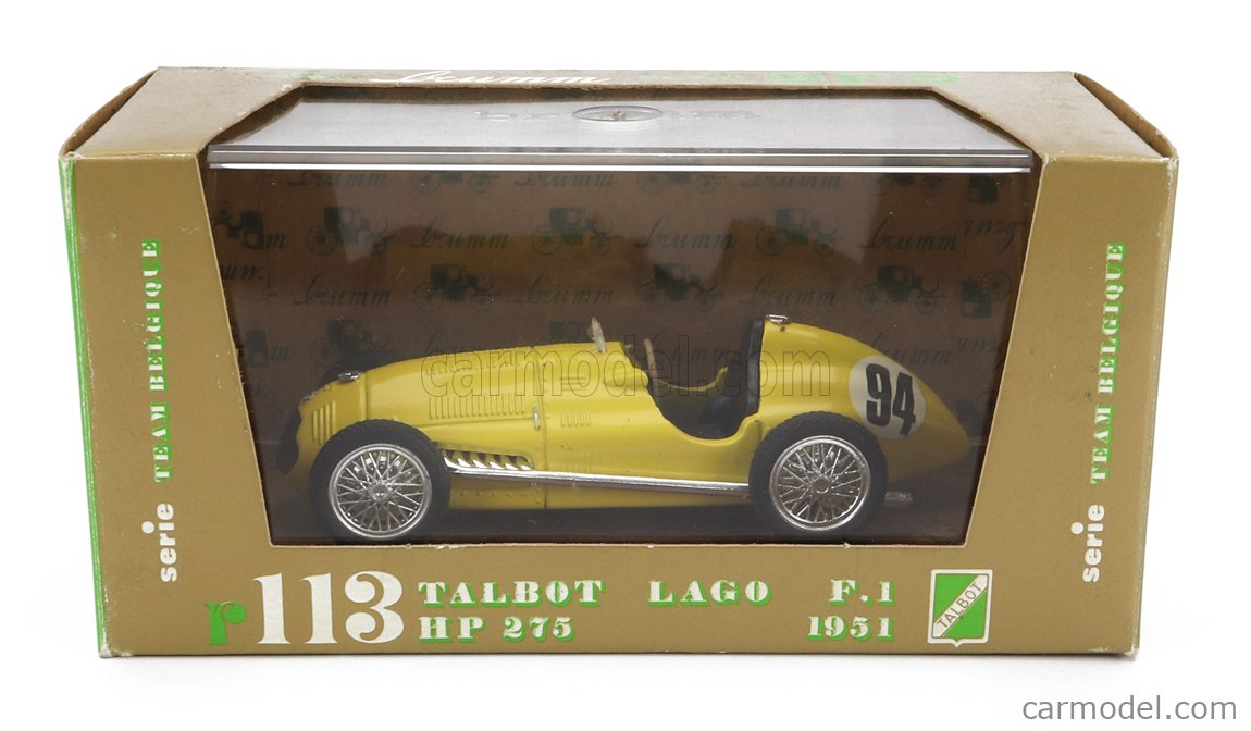 BRUMM R113-OLD Scale 1/43 | TALBOT F1 LAGO N 94 SEASON 1951 YELLOW