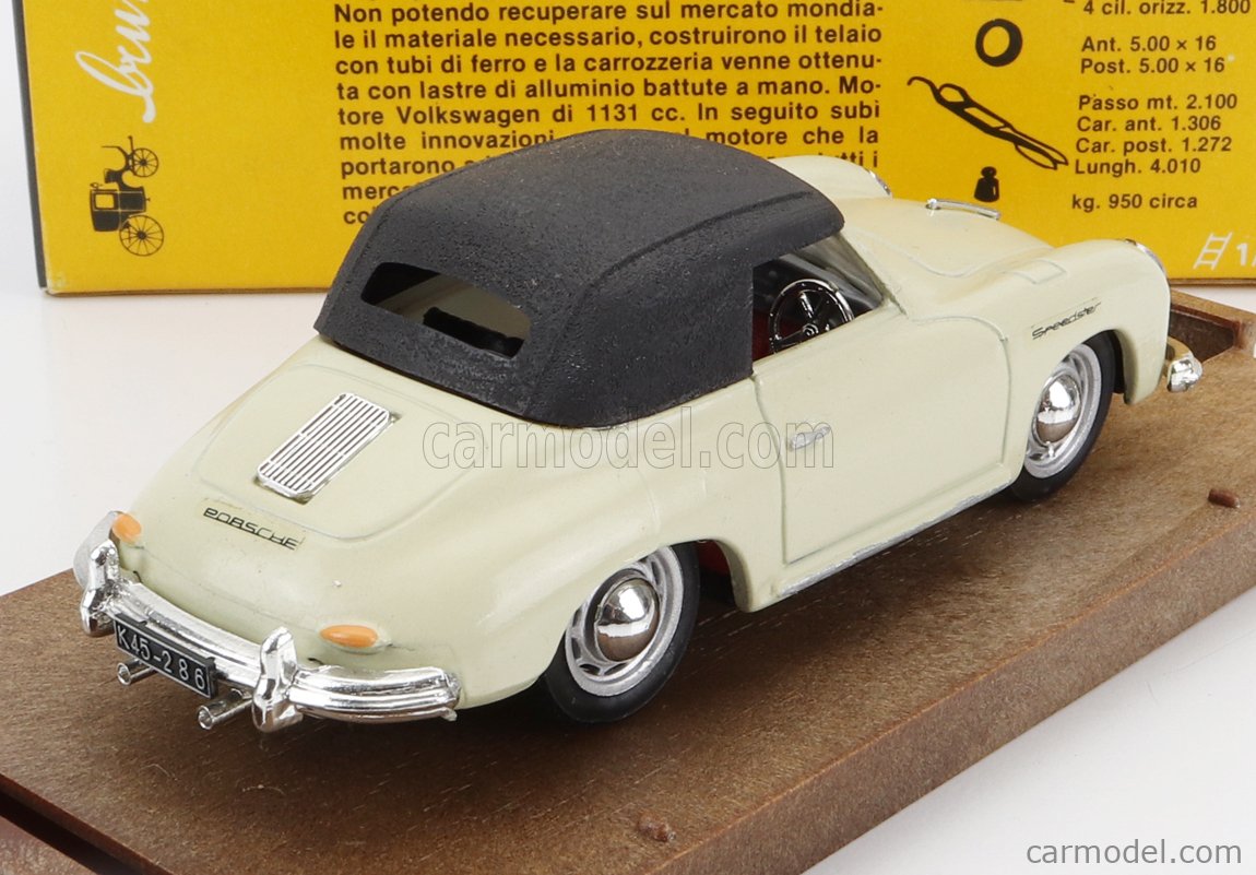 BRUMM R118-OLD Scala 1/43 | PORSCHE 356 SPIDER CLOSED RHD 1950 IVORY