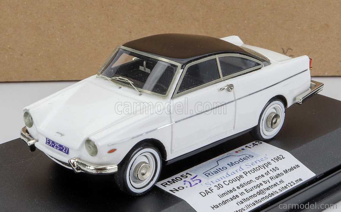 RIALTO-MODELS AV051 Scale 1/43 | DAF 30 COUPE PROTOTYPE 1962 WHITE BLACK