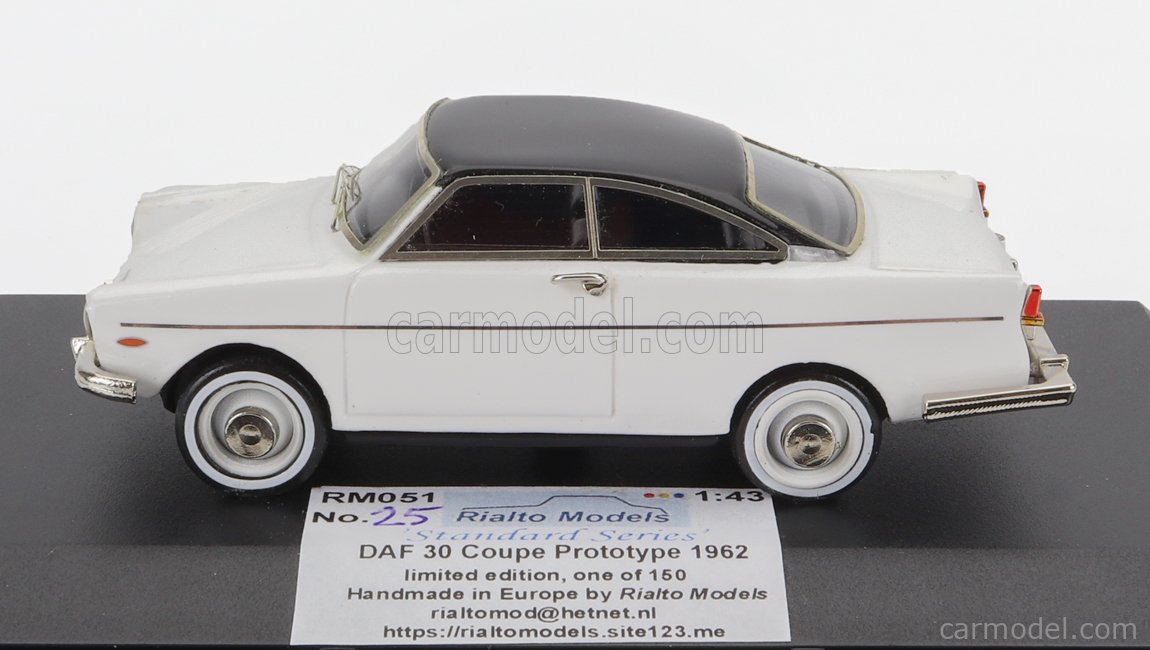RIALTO-MODELS AV051 Scale 1/43 | DAF 30 COUPE PROTOTYPE 1962 WHITE BLACK