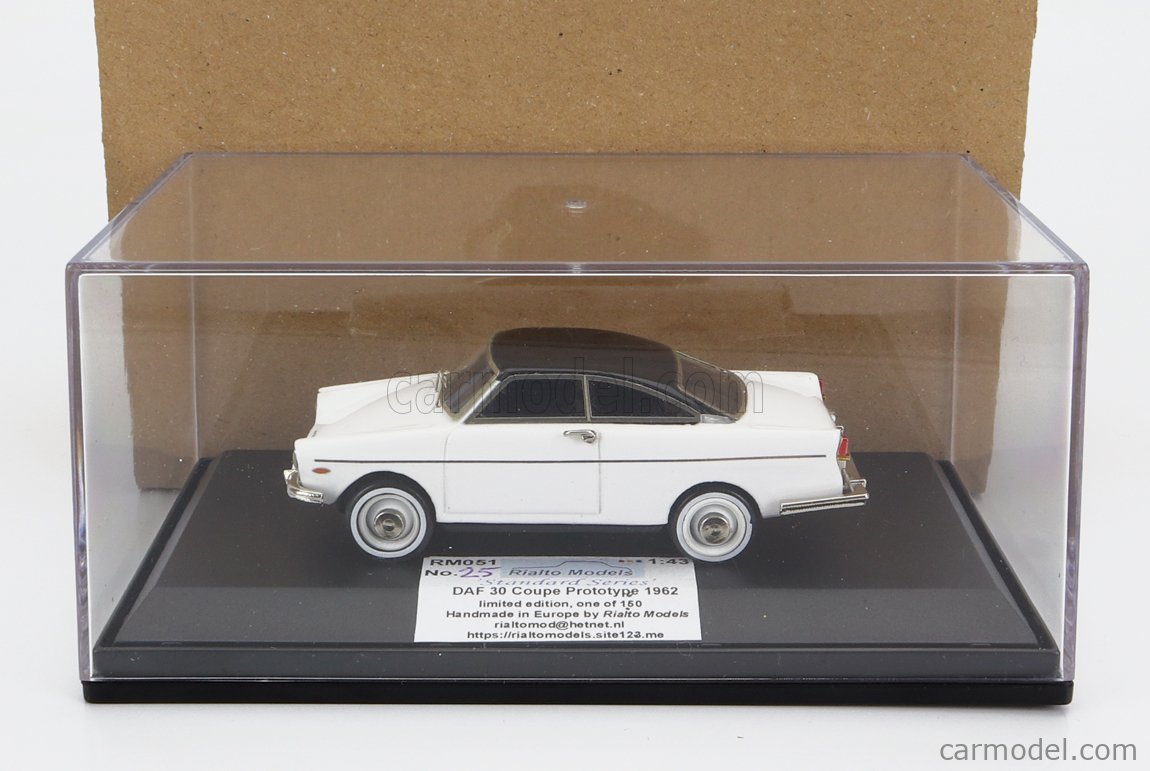 RIALTO-MODELS AV051 Scale 1/43 | DAF 30 COUPE PROTOTYPE 1962 WHITE BLACK