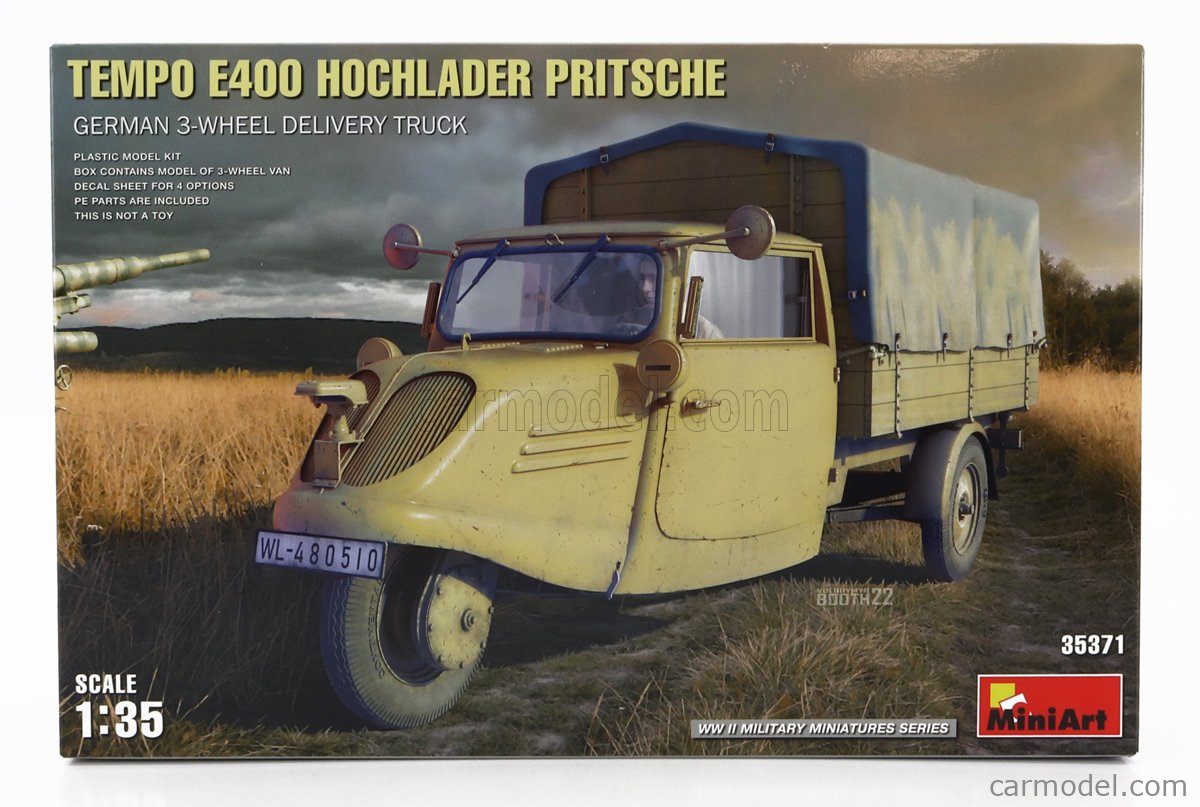 MINIART 35371 Scale 1/35 | TEMPO E400 TRUCK 3-WHEELS TELONATO 1962