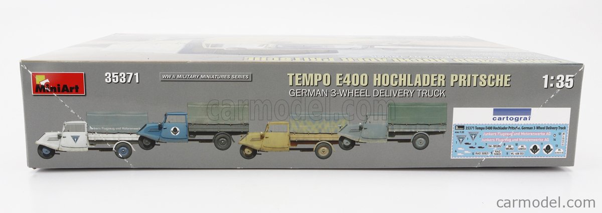 MINIART 35371 Scale 1/35 | TEMPO E400 TRUCK 3-WHEELS TELONATO 1962