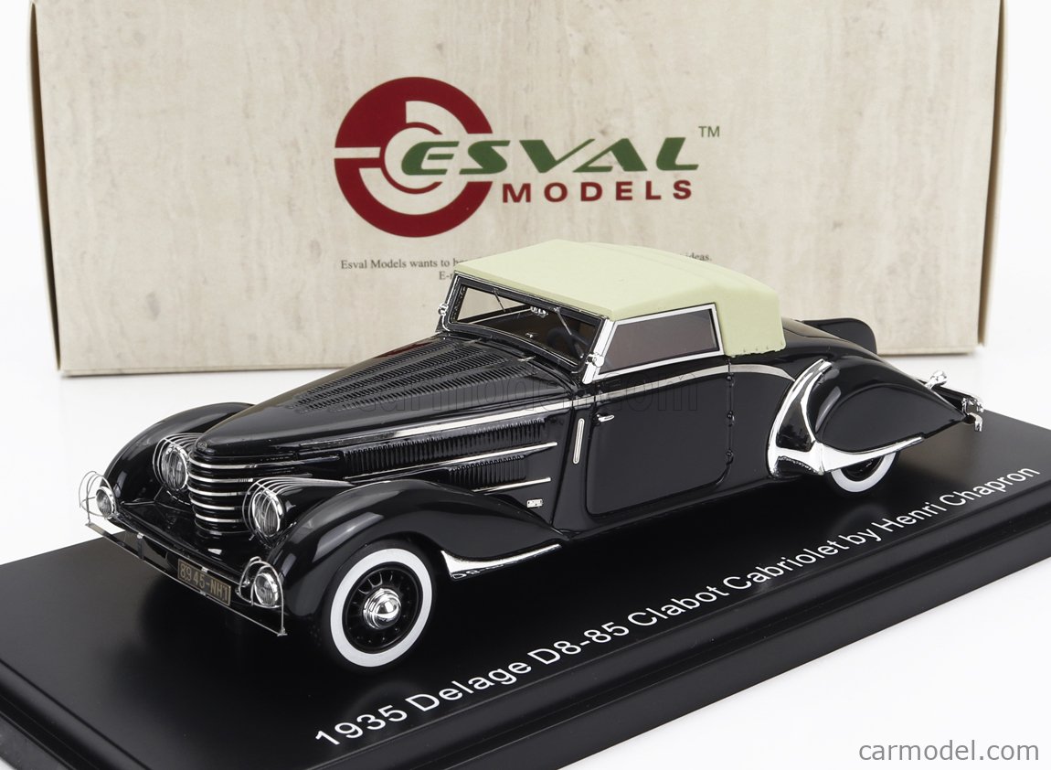 ESVAL MODEL EMEU43030B Scale 1/43 | DELAGE D8-85 CLABOT ROADSTER HENRI CHAPRON CLOSED 1935 BLACK ...
