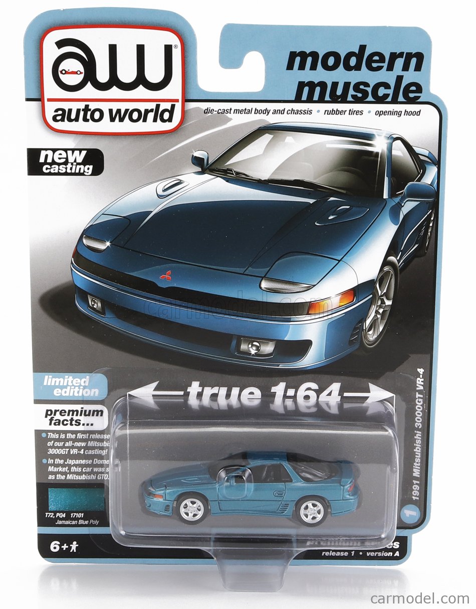 AUTOWORLD AWSP122A-64392 Scale 1/64 | MITSUBISHI 3000GT VR4 1991 BLUE