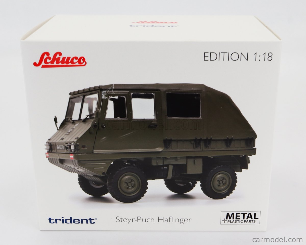 SCHUCO 450044200 Scale 1/18 | STEYR-PUCH HAFLINGER OBH 1975 MILITARY GREEN