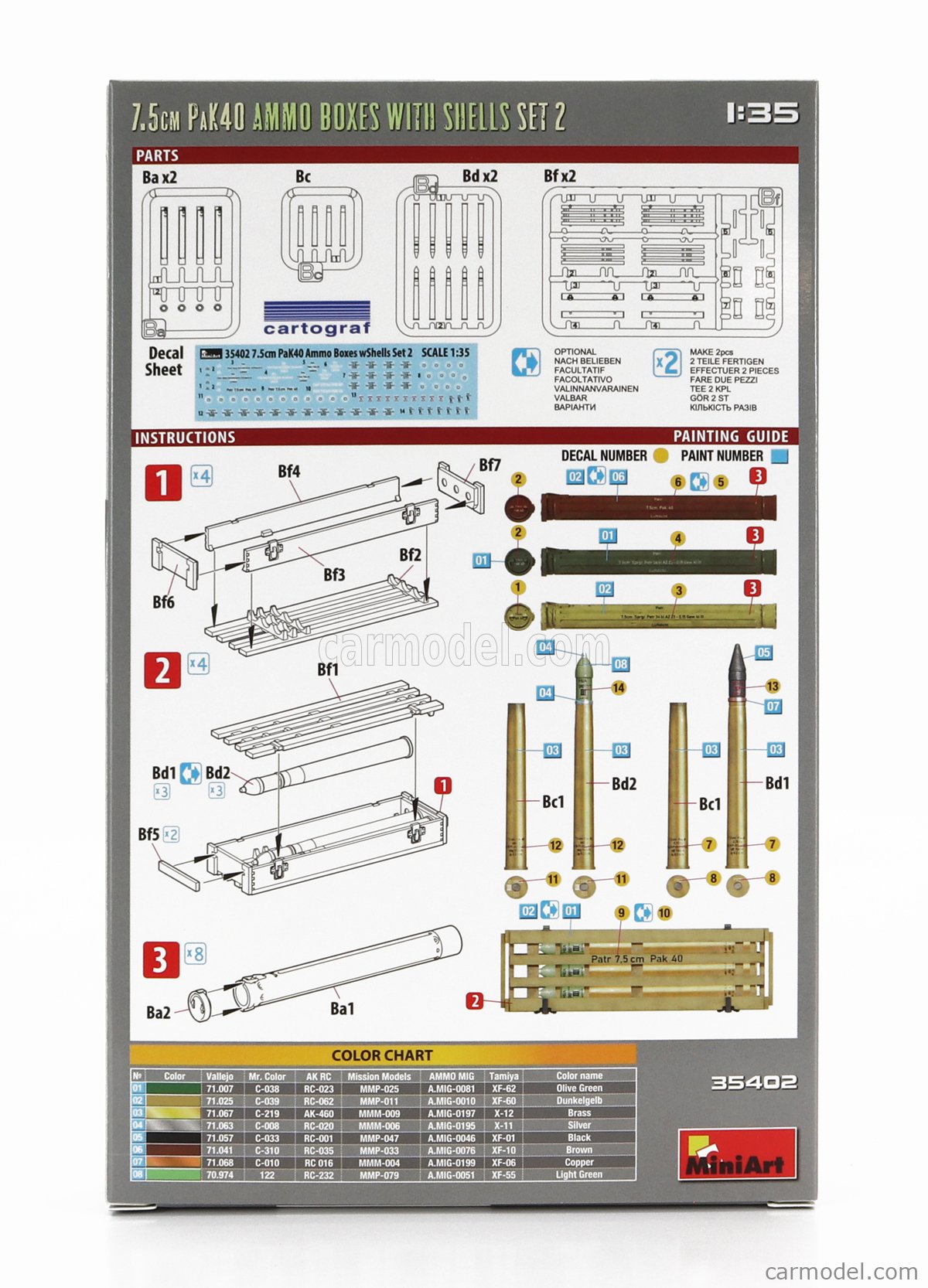 MINIART 35402 Scala 1/35 | ACCESSORIES MILITARY 7.5CM PAK40 AMMO BOXES ...