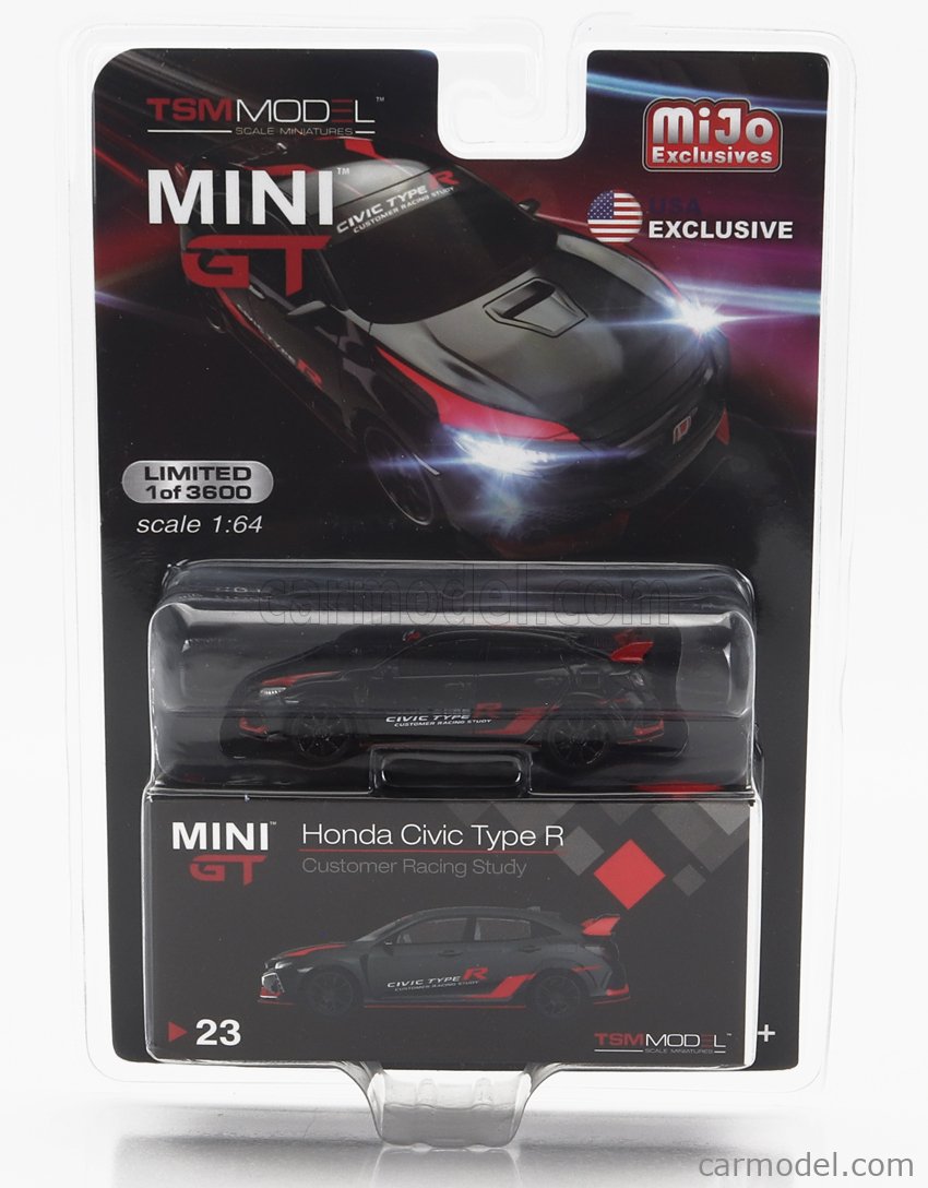 MINI-GT MGT00023-MJ Scale 1/64 | HONDA CIVIC TYPE R (FK8) 2017 BLACK RED