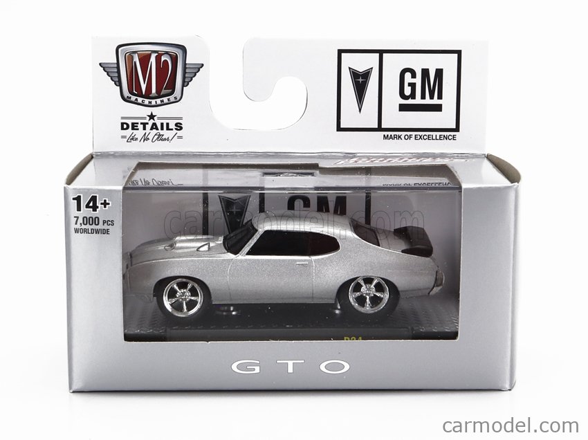 M2-MACHINES 82161-24-6F Scale 1/64 | PONTIAC GTO CUSTOM 1969 SILVER