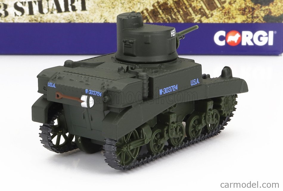 CORGI CS90641 Scale 1/87 | TANK M3 STUART 1945 - CM. 7.0 MILITARY GREEN