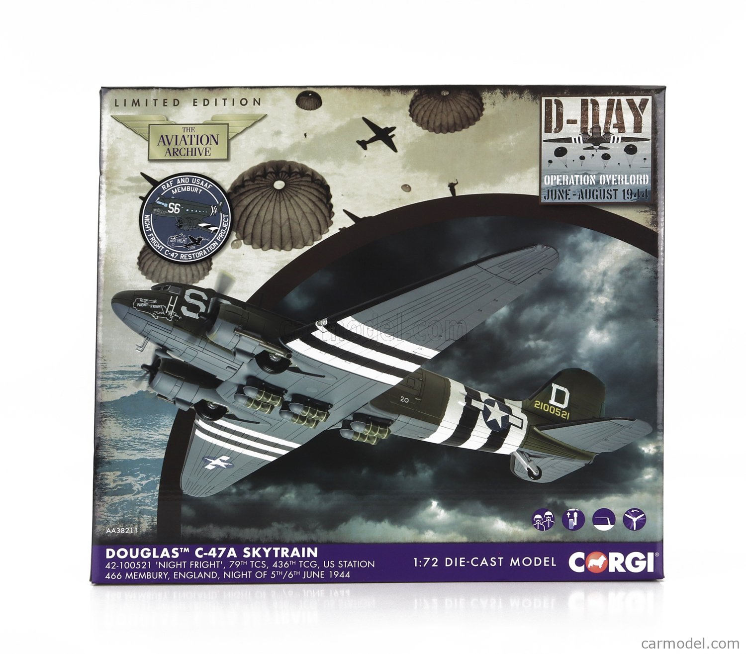 CORGI AA38211 Scale 1/72 | DOUGLAS C-47 SKYTRAIN NIGHT FRIGHT AIRPLANE ...