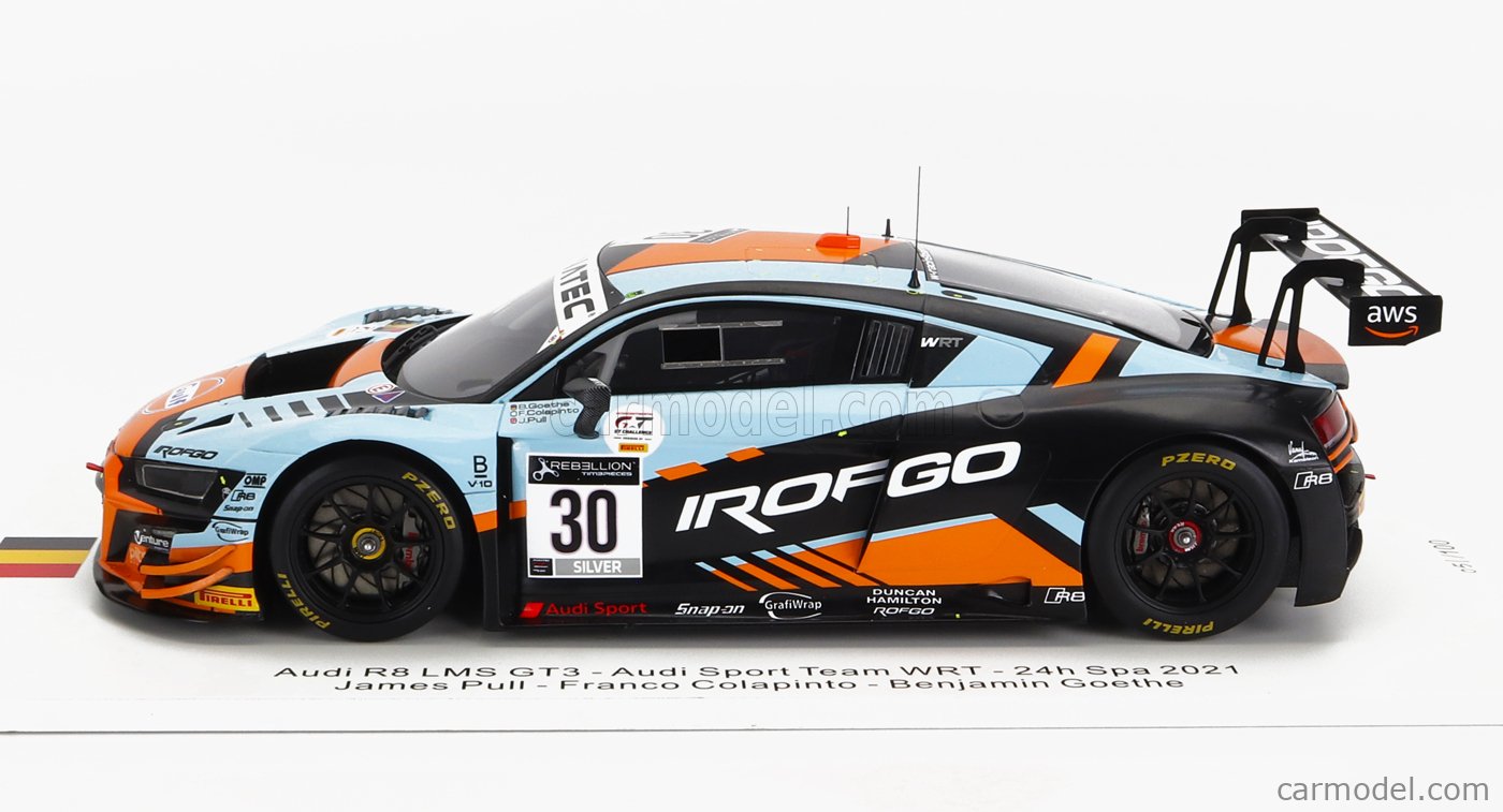 SPARK-MODEL FF013 Scale 1/18 | AUDI R8 LMS GT3 TEAM WRT GULF N 30 24h SPA 2021 J.PULL - F ...