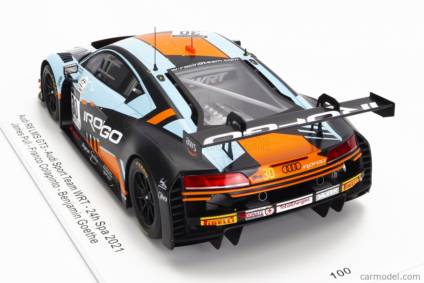 SPARK-MODEL FF013 Scale 1/18 | AUDI R8 LMS GT3 TEAM WRT GULF N 30 24h SPA 2021 J.PULL - F ...