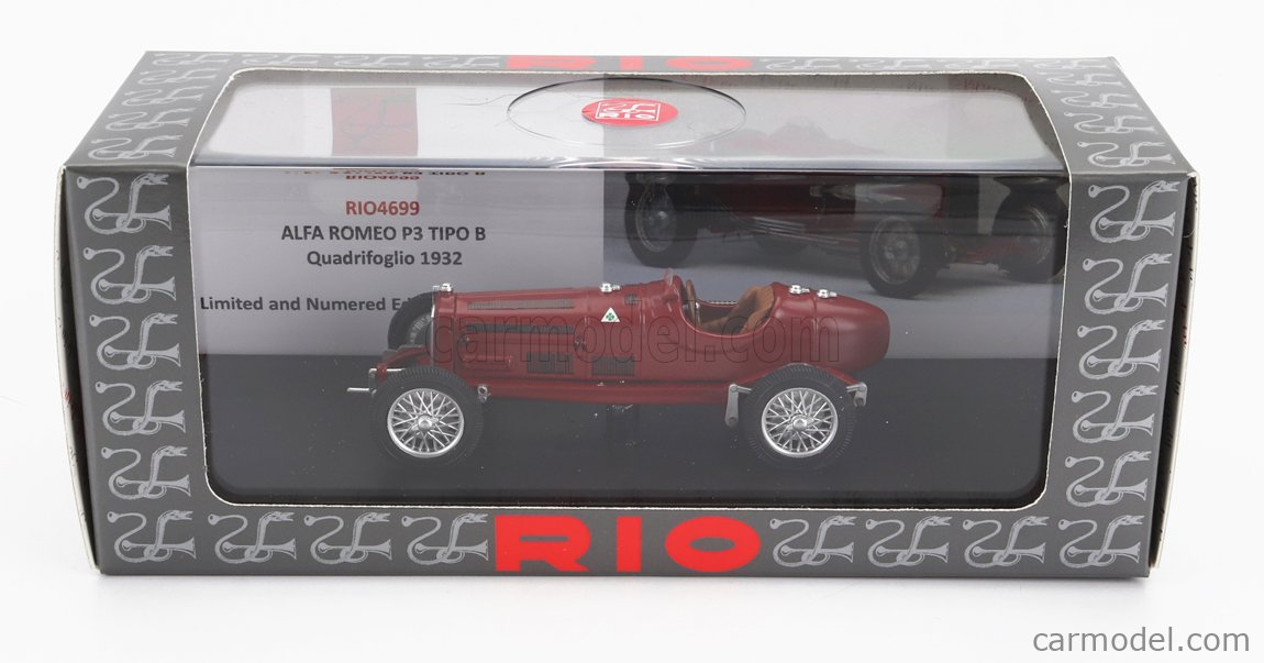 RIO-MODELS 4699 Scale 1/43 | ALFA ROMEO F1 TIPO B QUADRIFOGLIO 1932 RED