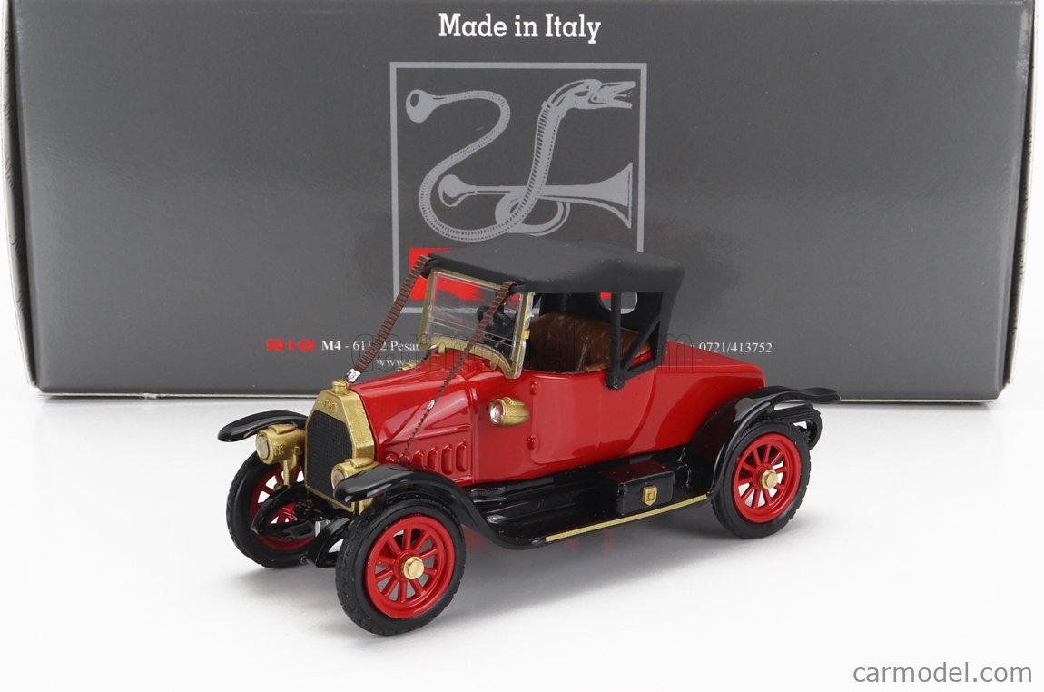 RIO-MODELS 4702 Scale 1/43 | FIAT TIPO 0 SPIDER CLOSED 1912 RED BLACK