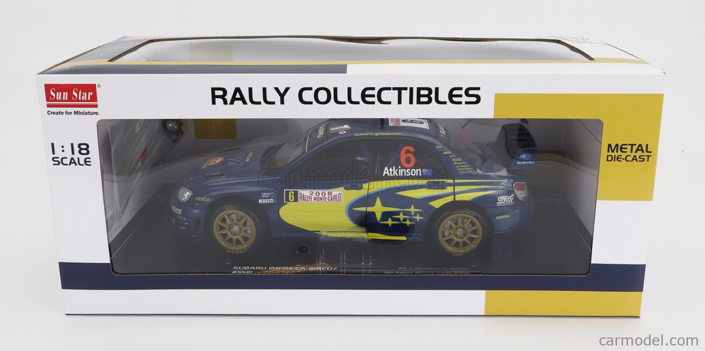 SUN-STAR 05581 Scale 1/18 | SUBARU IMPREZA WRC07 N 6 3rd RALLY ...
