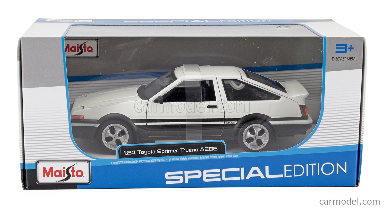 MAISTO 32916WH Escala 1/24 | TOYOTA SPRINTER TRUENO AE86 1979 WHITE BLACK