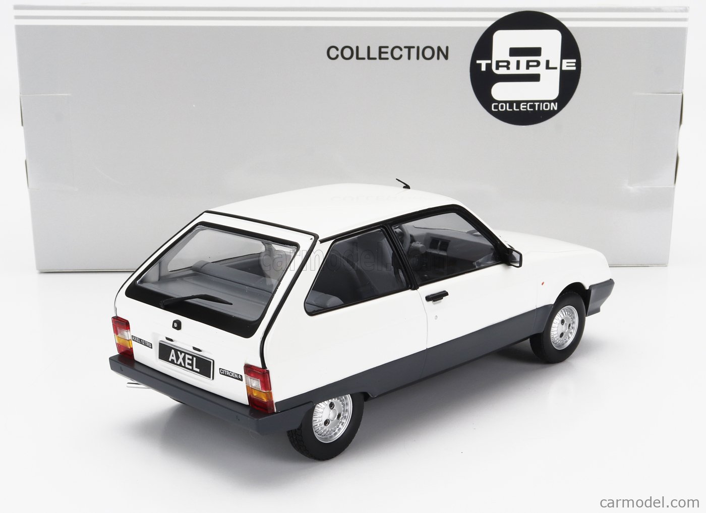 TRIPLE9 T9-1800337 Scale 1/18 | CITROEN AXEL 12 TRS 1990 WHITE GREY
