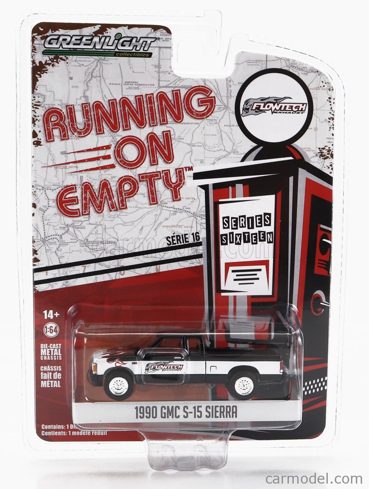 GREENLIGHT 41160D Scale 1/64 | GMC SIERRA S-15 PICK-UP 1990 BLACK WHITE