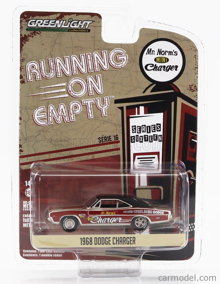 GREENLIGHT 41160B Scale 1/64 | DODGE CHARGER COUPE 1968 RED GOLD BLACK