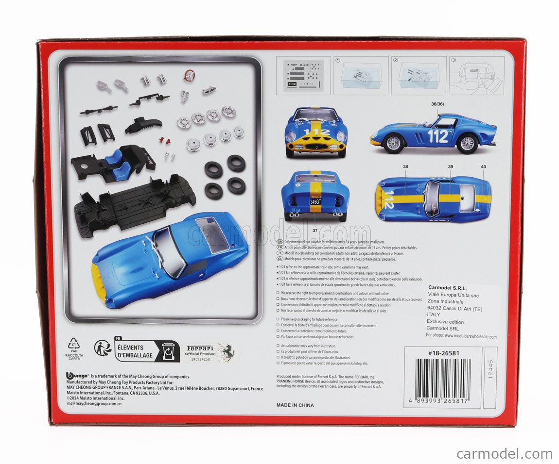 BURAGO 18-26581-KIT Scale 1/24 | FERRARI 250 GTO ch.3445 LHD N 112 2nd ...