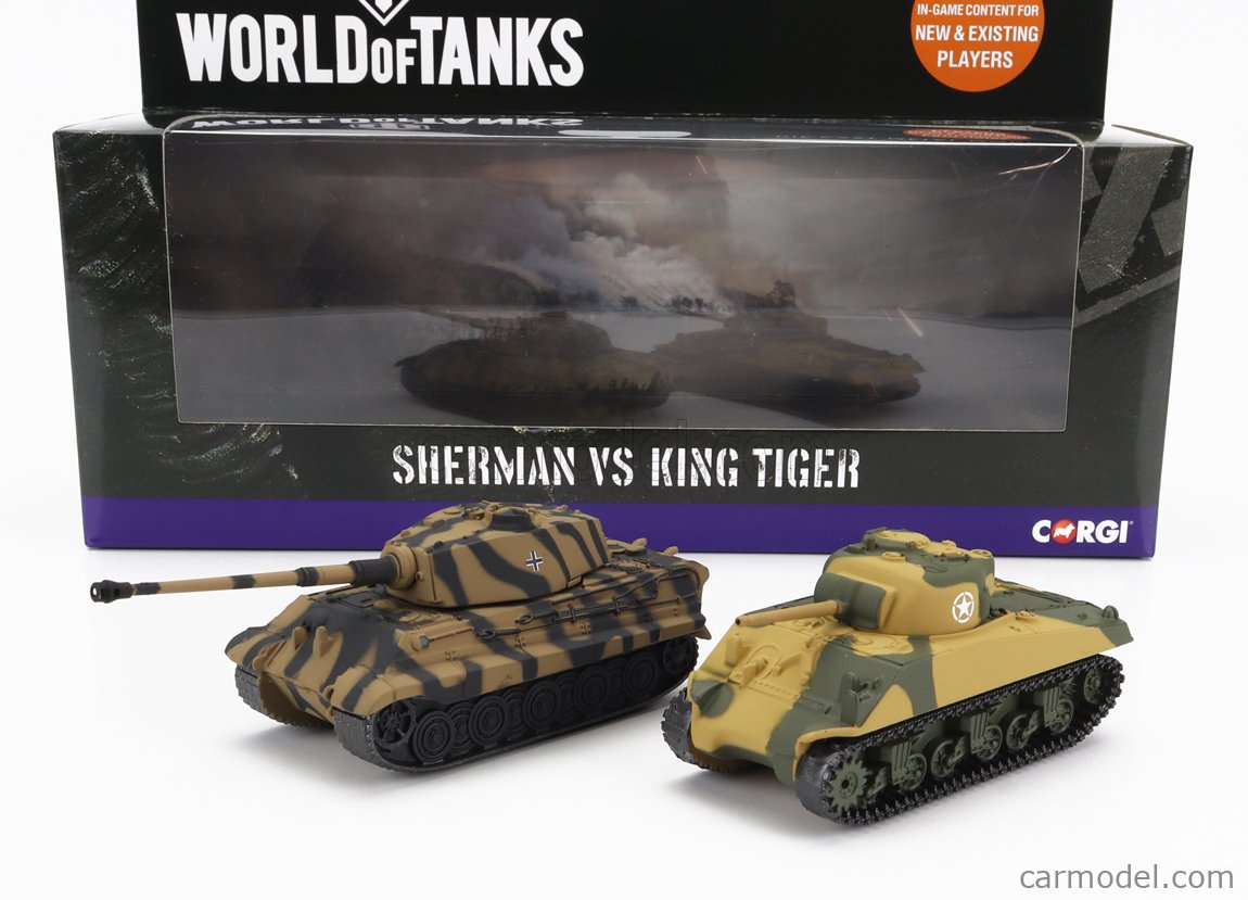CORGI WT91302 Scale 1/87 | TANK SET 2X SHERMAN + KING TIGER 1945 ...