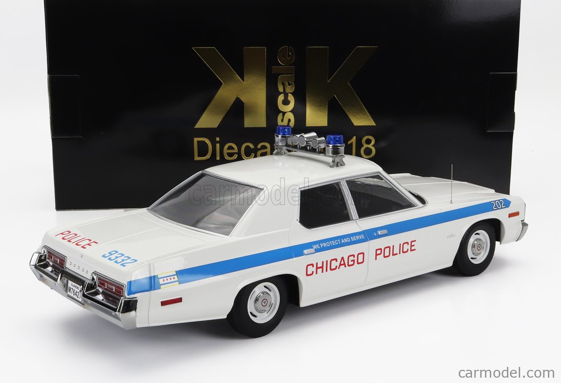 KK-SCALE KKDC181151 Scale 1/18 | DODGE MONACO CHICAGO POLICE 1974 WHITE ...
