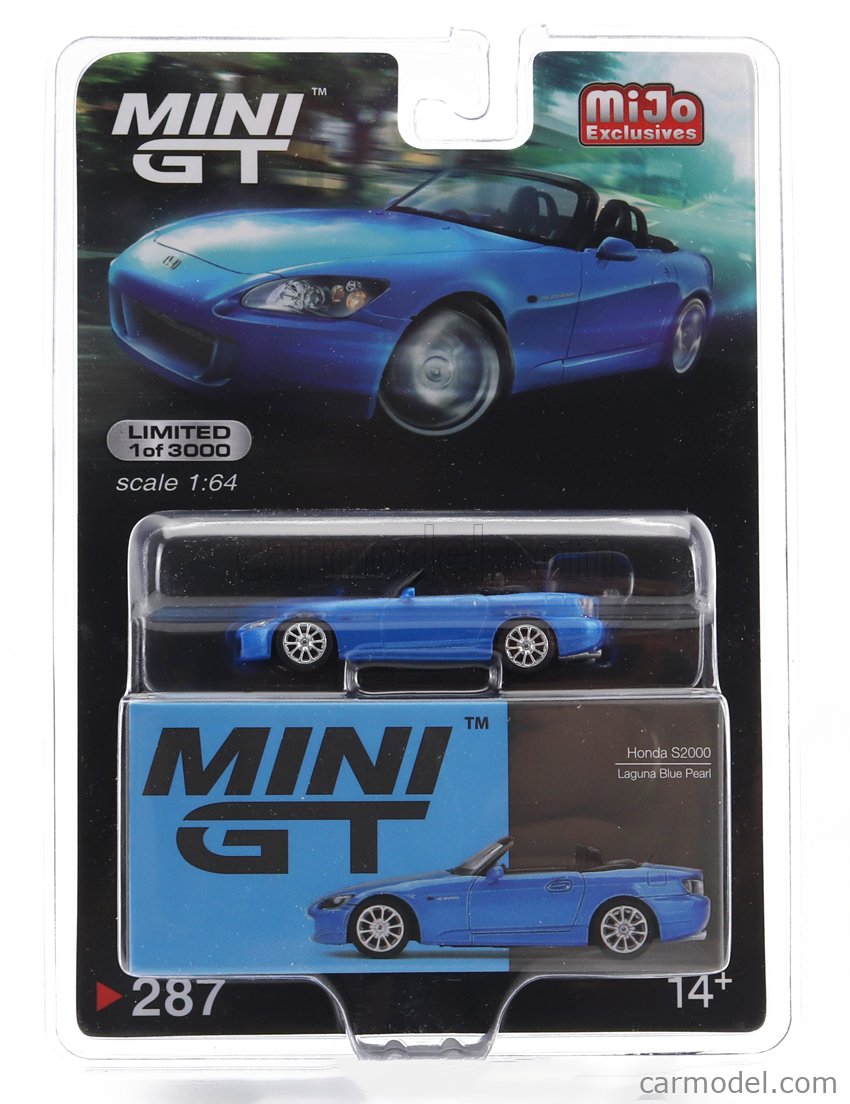 MINI-GT MGT00287-L-MJ Scale 1/64 | HONDA S2000 CR SPIDER LHD 1998 BLUE MET