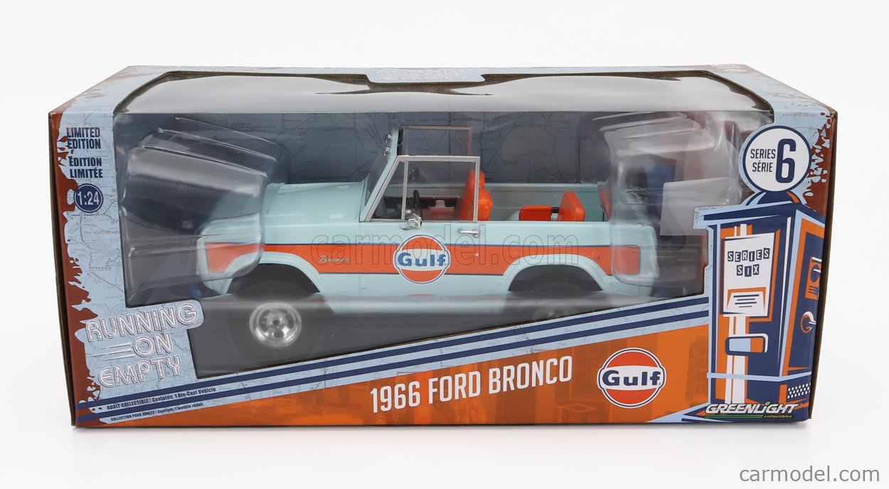 GREENLIGHT 85071 Scale 1/24 | FORD USA BRONCO OPEN GULF 1966 LIGHT BLUE ...