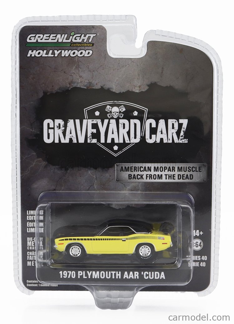 GREENLIGHT 62010D Scale 1/64 | PLYMOUTH CUDA AAR COUPE 1970 - GRAVEYARD ...