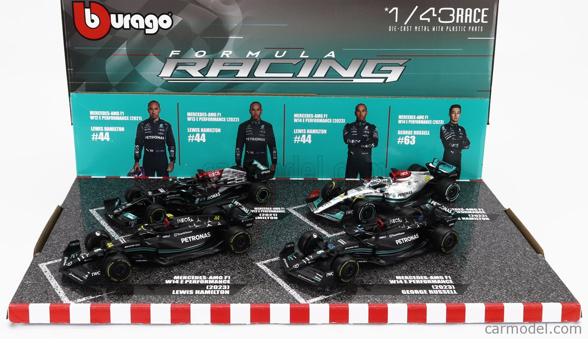 BURAGO 18-38093-PACK4 Escala 1/43 | MERCEDES GP SET F1 4X W14 TEAM ...