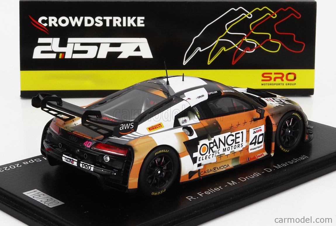 SPARK-MODEL SB704 Scale 1/43 | AUDI R8 LMS GT3 EVO II TEAM AUDI SPORT ORANGE 1 N 40 7th 24h SPA ...