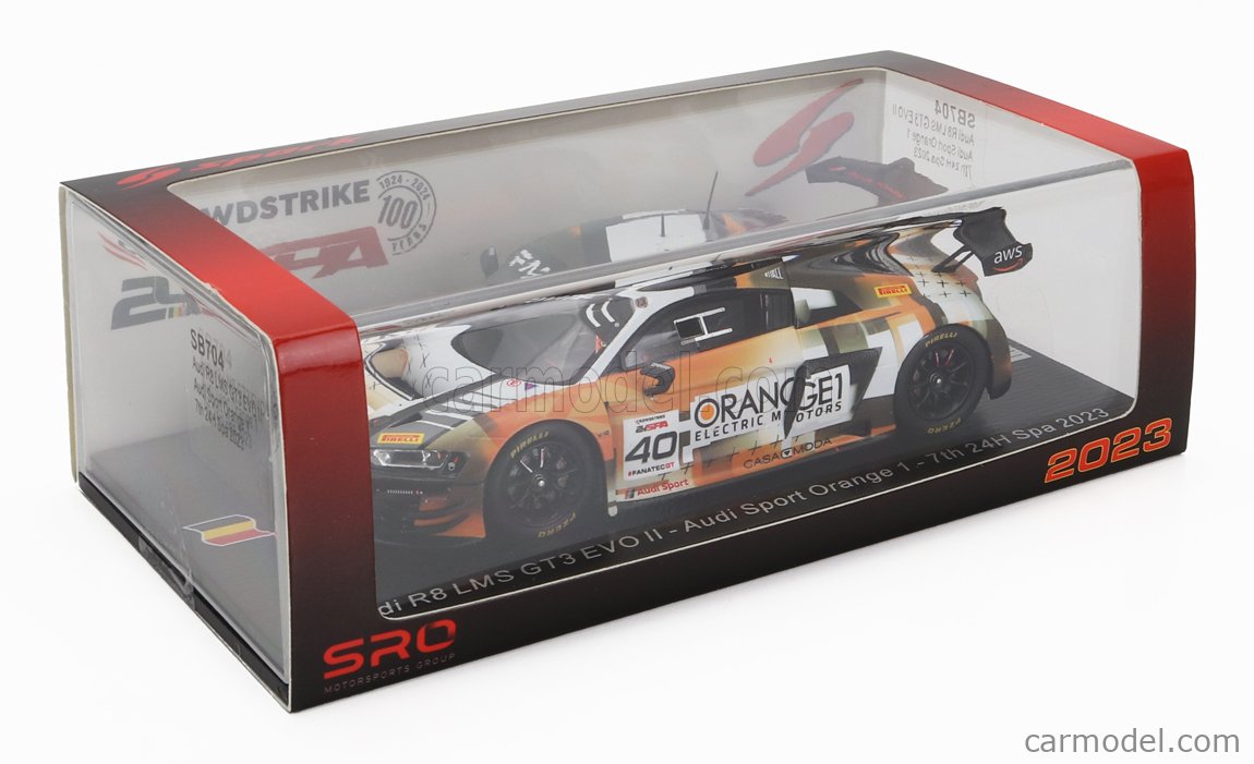 SPARK-MODEL SB704 Scale 1/43 | AUDI R8 LMS GT3 EVO II TEAM AUDI SPORT ORANGE 1 N 40 7th 24h SPA ...
