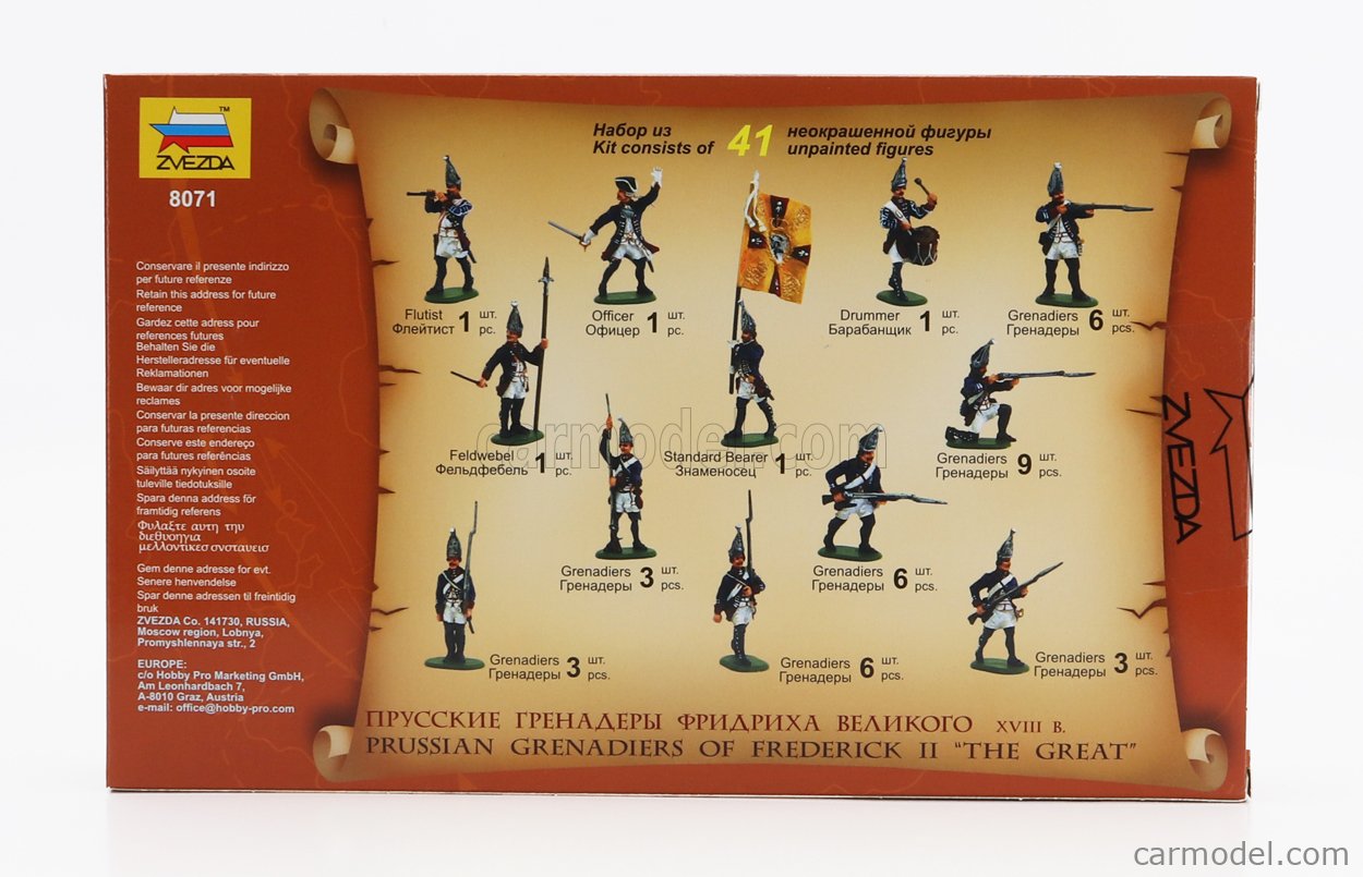 ZVEZDA 8071 Scale 1/72 | FIGURES PRUSSIAN GRENADIERS OF FREDERICK II ...