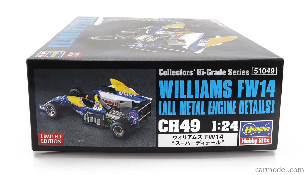 HASEGAWA 51049 Scale 1/24 | WILLIAMS F1 FW14B RENAULT N 5 WORLD CHAMPION SEASON 1992 NIGEL ...