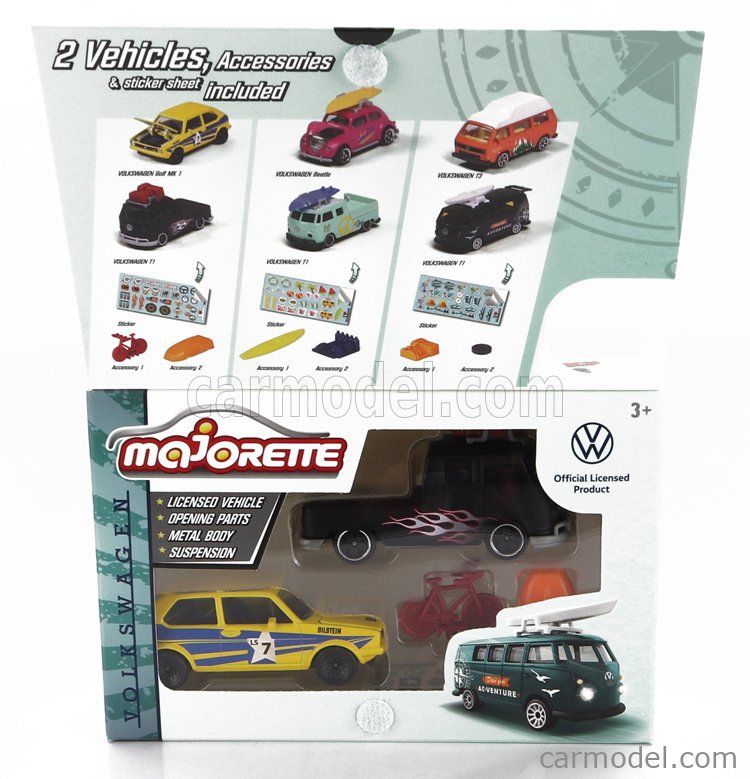 MAJORETTE 212055006 Scale 1/64 | VOLKSWAGEN SET 2X T1 DOUBLE CABINE ...