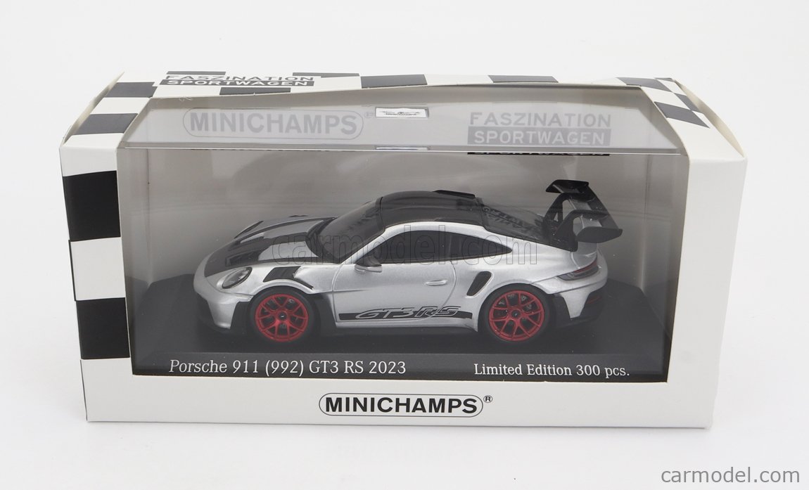 MINICHAMPS 413062114 Scale 1/43 | PORSCHE 911 992 GT3 RS COUPE WEISSACH PACKAGE 2023 SILVER BLACK