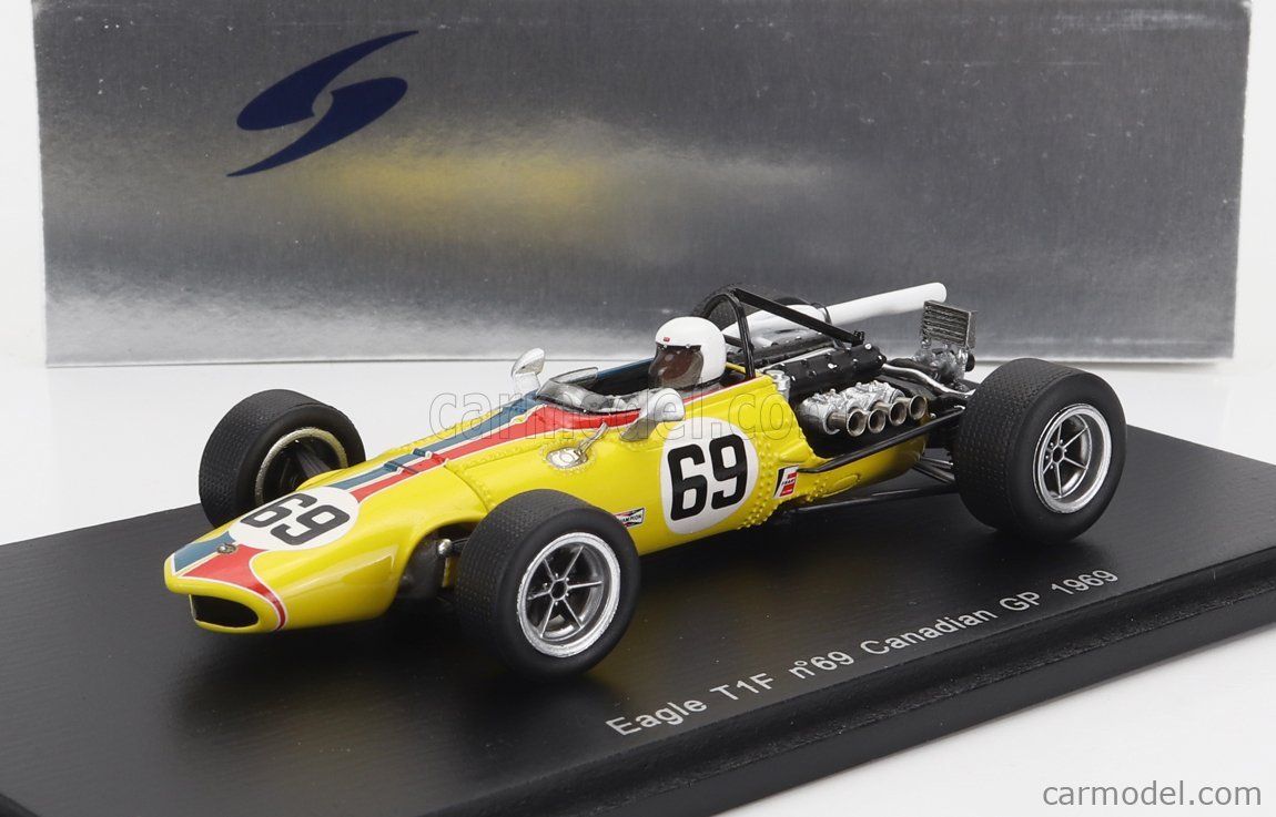 SPARK-MODEL S1820 Escala 1/43 | EAGLE F1 T1F N 69 CANADIAN GP 1969 AL PEASE YELLOW