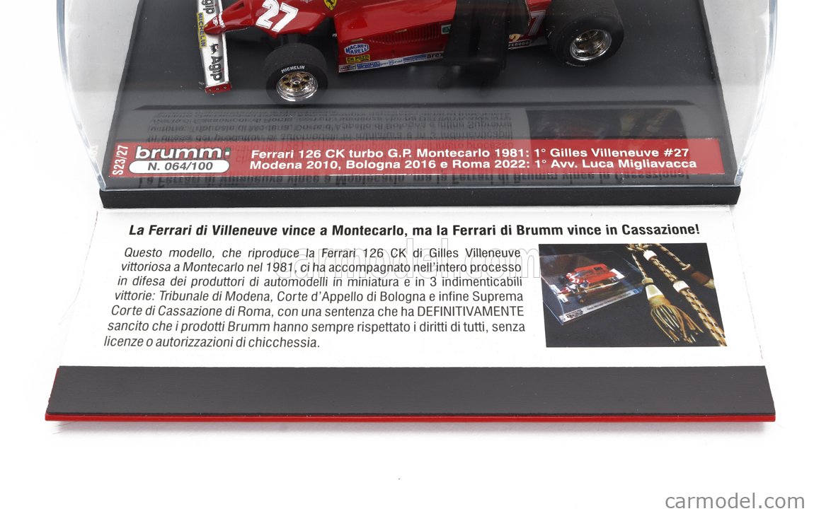 BRUMM PROM S23/27 Scale 1/43 | FERRARI F1 126CK TURBO N 27 WINNER ...