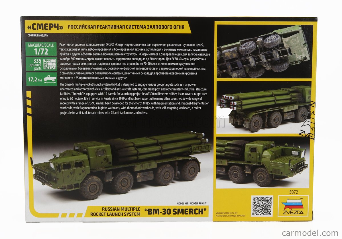 ZVEZDA 5072 Echelle 1/72 | TRUCK BM-30 SMERCH RUSSIAN MULTIPLE ROCKET ...